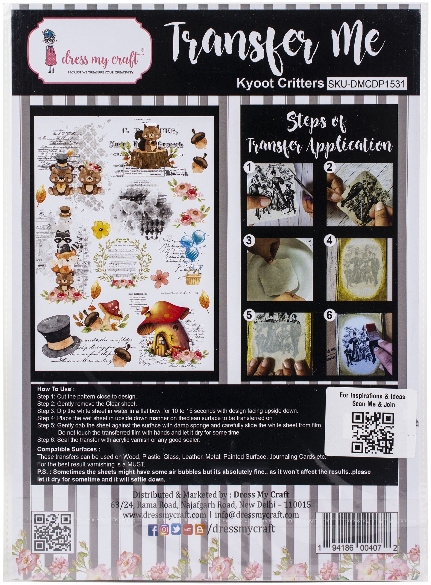 Dress My Craft Transfer Me Sheet A4-Kyoot Critters | Michaels