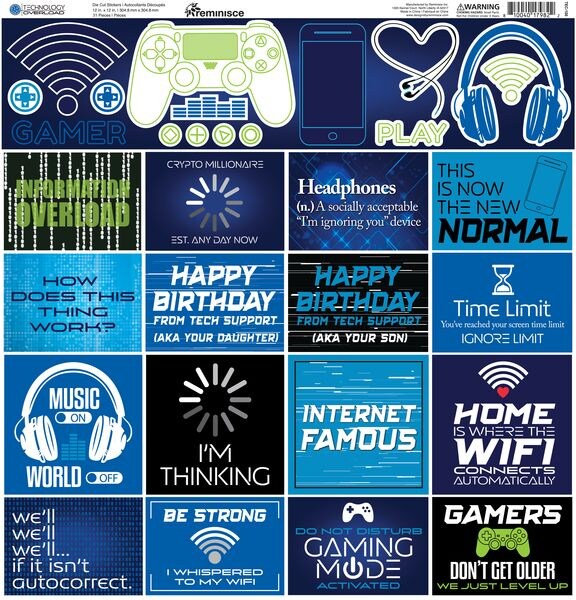 Reminisce Technology Overload 12x12 Sticker Sheet | Michaels