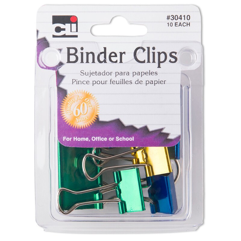 Binder Clips, Assorted Sizes in Metallic Colors, Pack of 10 | Michaels