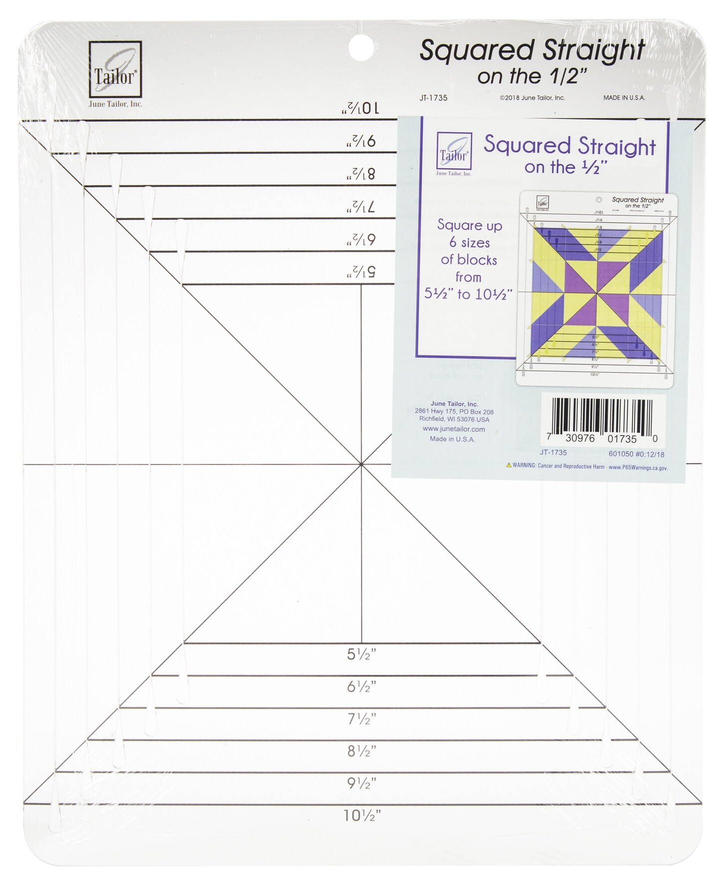 June Tailor Squared Straight On The 1/2 Inch Ruler- | Michaels