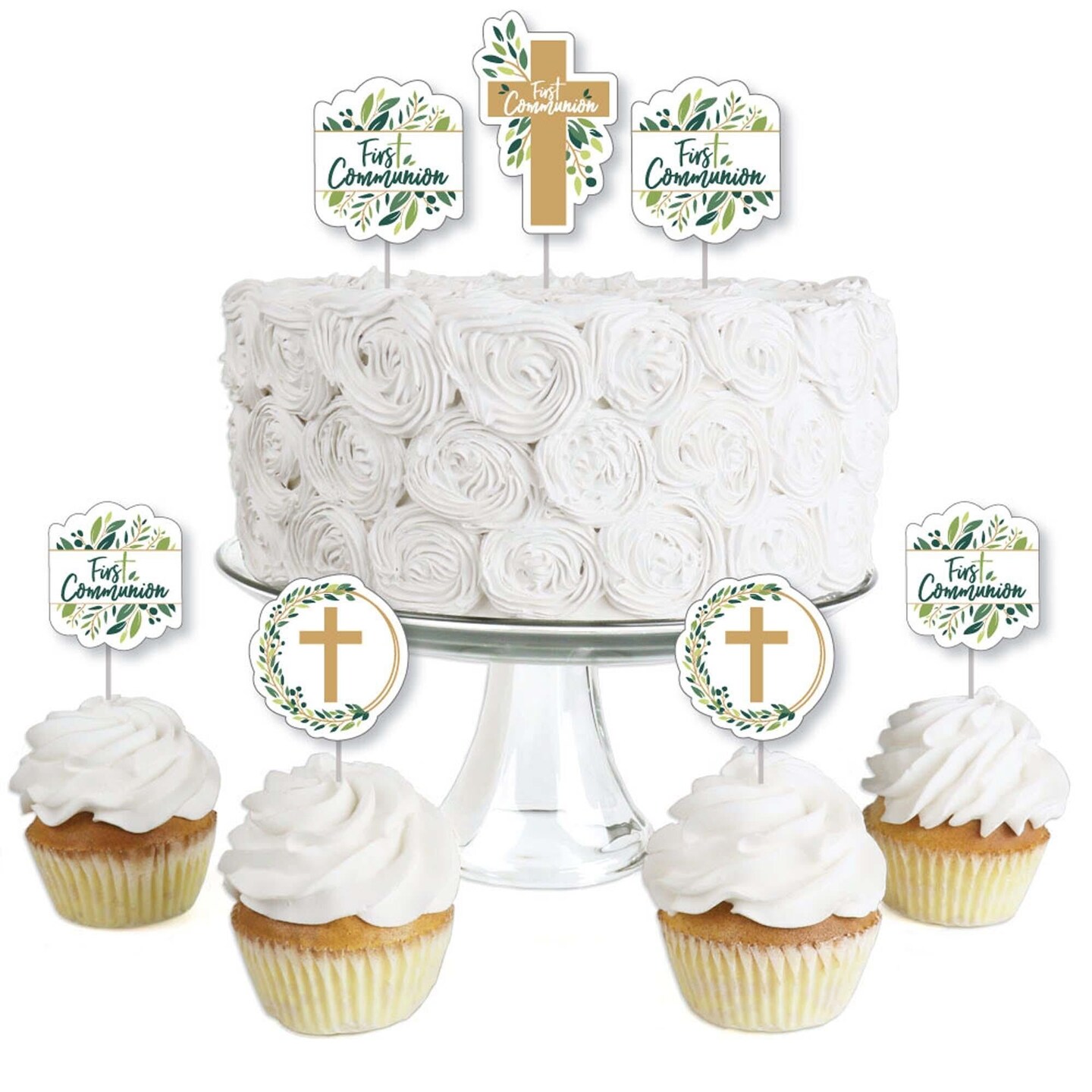 Big Dot of Happiness First Communion Elegant Cross - Dessert Cupcake ...