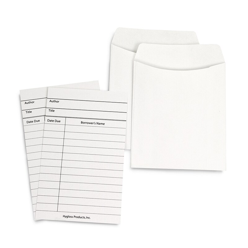 Library Cards & Non-Adhesive Pockets Combo, White, 150 Each/300 Pieces ...