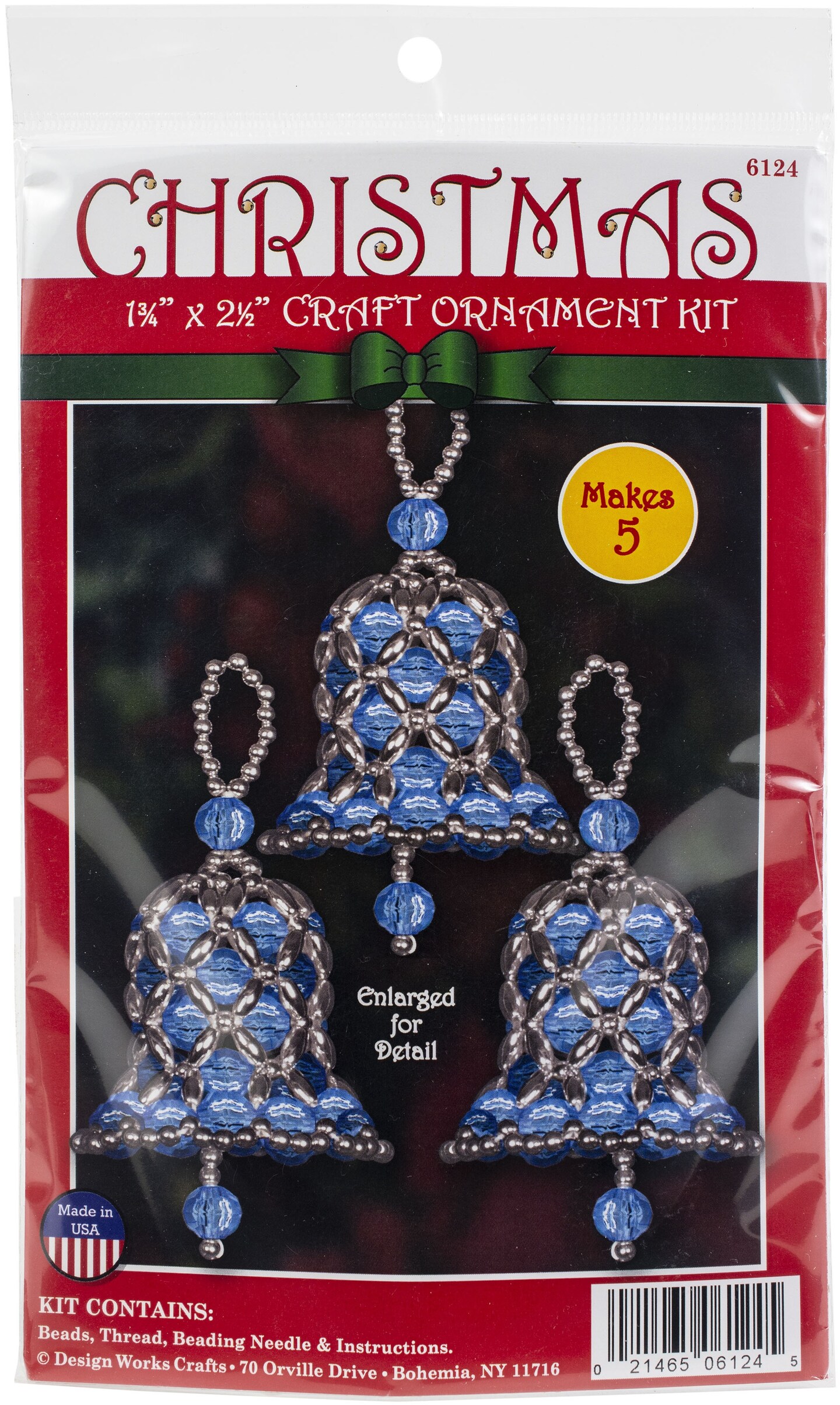 Design Works Beaded Ornament Kit 1.75"x2.5" Set of 5-Blue Bells | Michaels