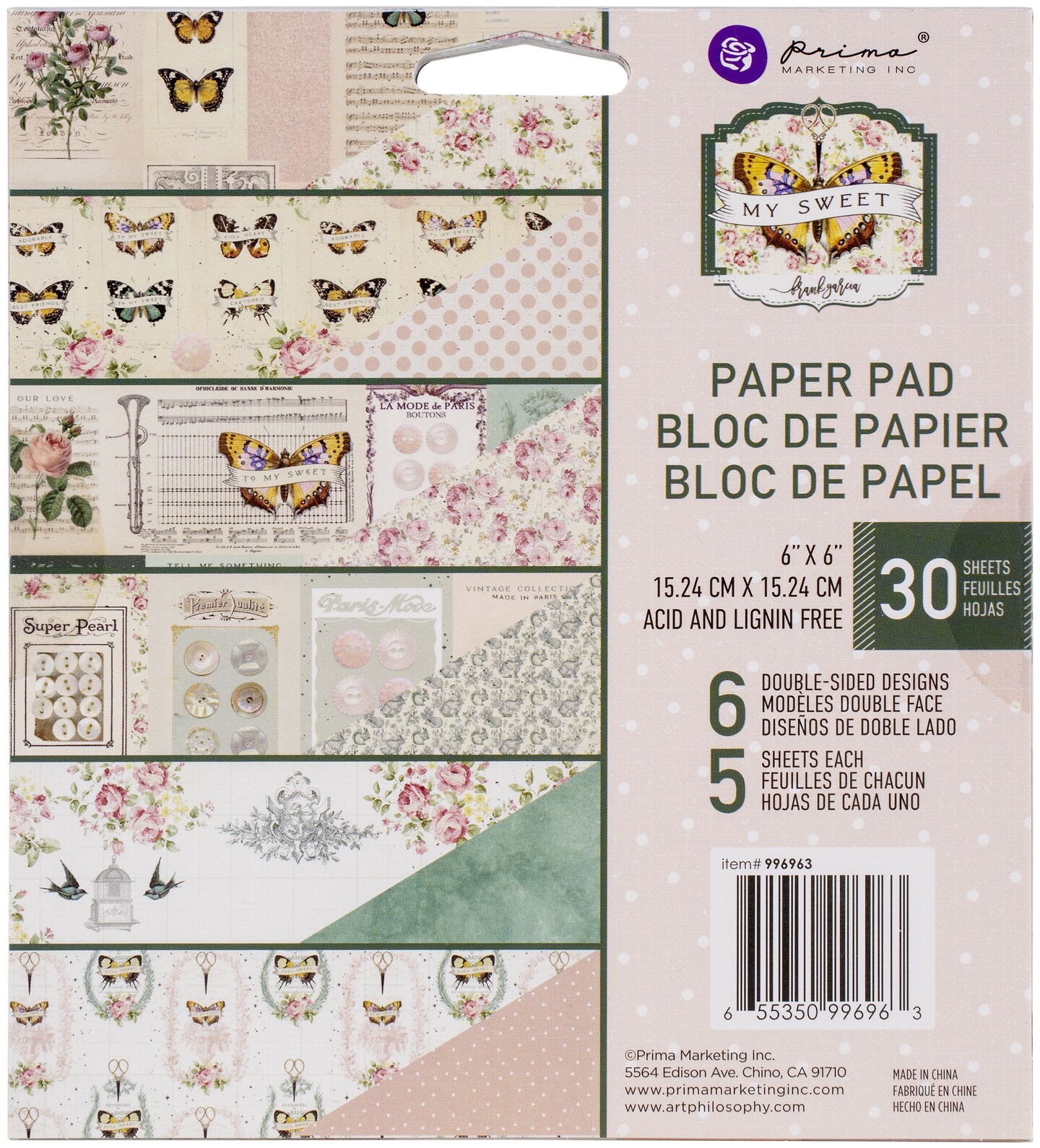 Prima Marketing Double-Sided Paper Pad 6"X6" 30/Pkg-My Sweet By Frank ...