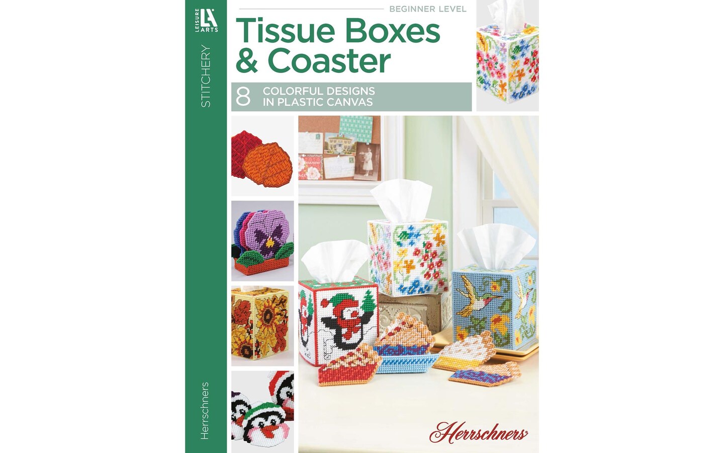 Leisure Arts Tissue Boxes and Coasters Plastic Canvas Cross Stitch Book ...