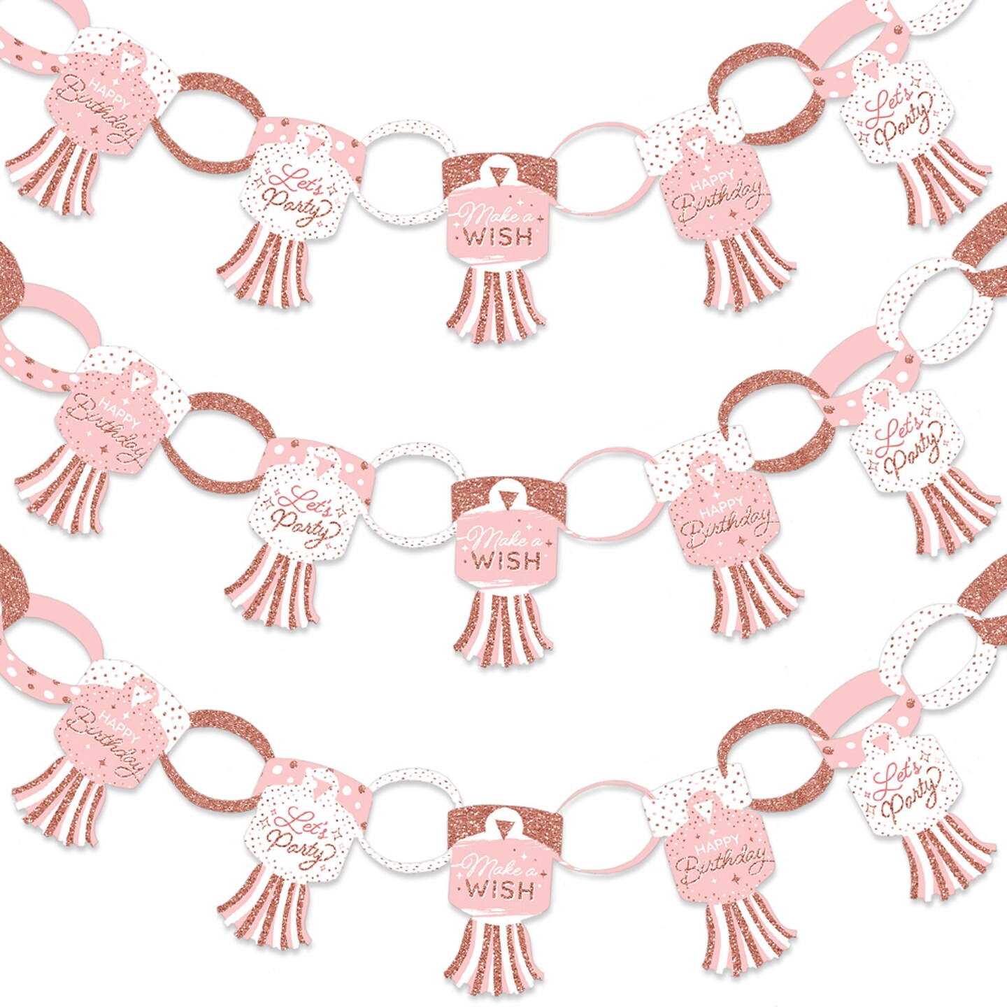 Big Dot of Happiness Pink Rose Gold Birthday - 90 Chain Links and 30 ...