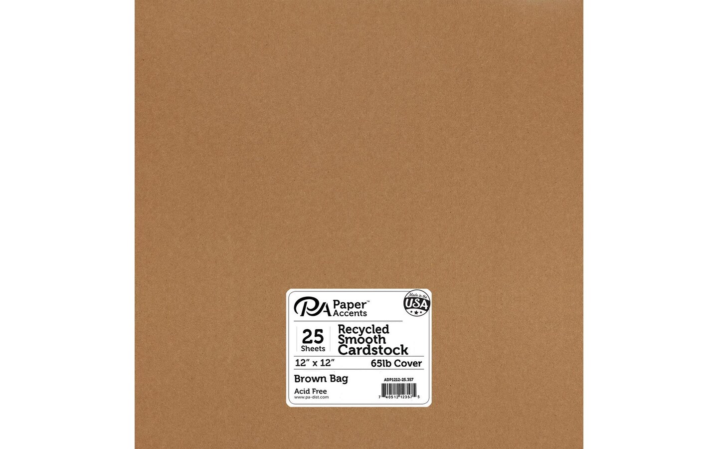 PA Paper Accents Recycled Cardstock 12" x 12" Brown Bag, 65lb colored ...