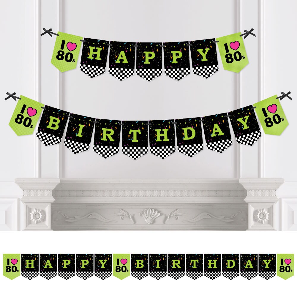 Big Dot of Happiness 80's Retro - Totally 1980s Birthday Party Bunting ...