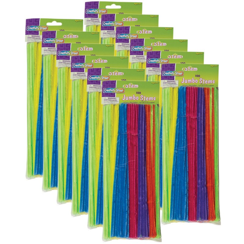Jumbo Stems, Hot Assorted Colors, 12