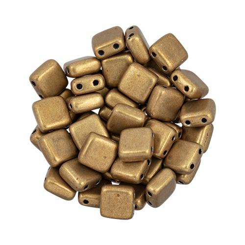 Czechmate 6mm Square Glass Czech Two Hole Tile Bead, Saturated Metallic ...