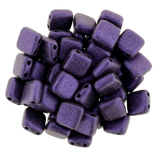 Czechmate 6mm Square Glass Czech Two Hole Tile Bead, Purple Metallic ...