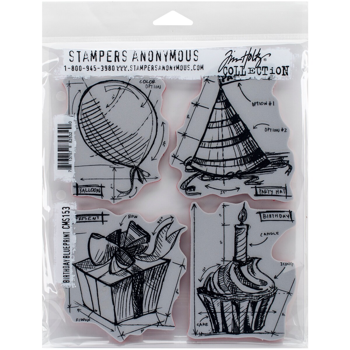 Tim Holtz Cling Stamps 7"X8.5"-Birthday Blueprint | Michaels