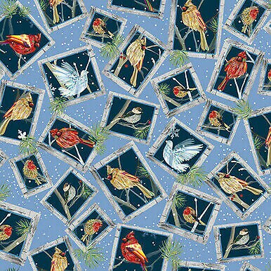 First Frost Birds Blue Cotton Quilting Treasures, Color: Multicolor ...