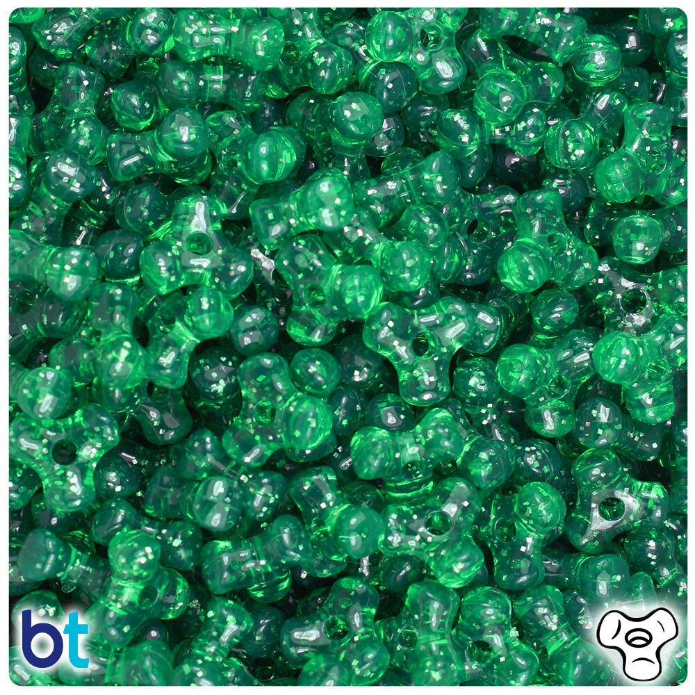 BeadTin Emerald Sparkle 11mm TriBead Plastic Craft Beads (500pcs ...