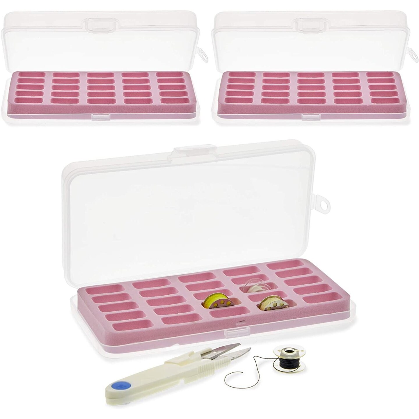 Bobbins Organizer with EVA Cushion for Sewing, 30 Grids (7.15 x 3.5 x 1 ...