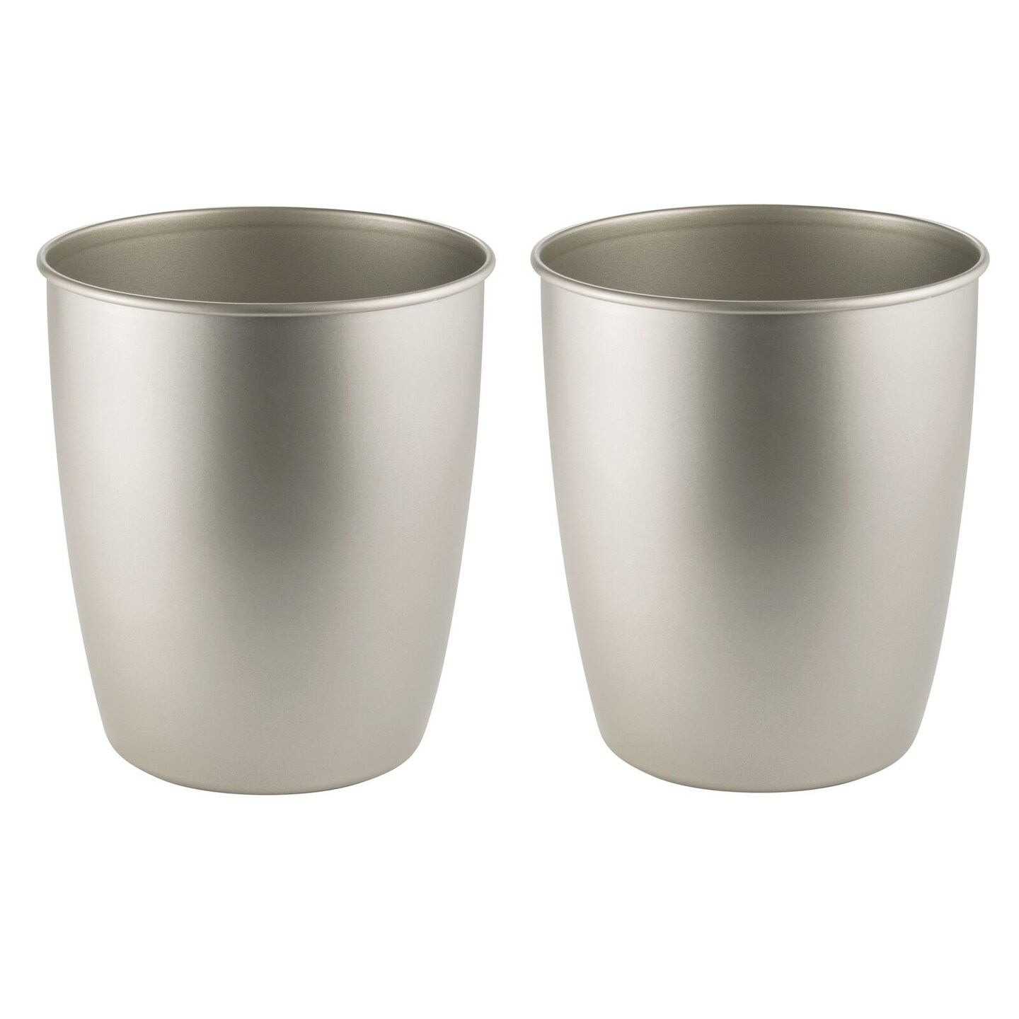 mDesign Round Metal Trash Can Wastebasket, Garbage Container, 2 Pack ...
