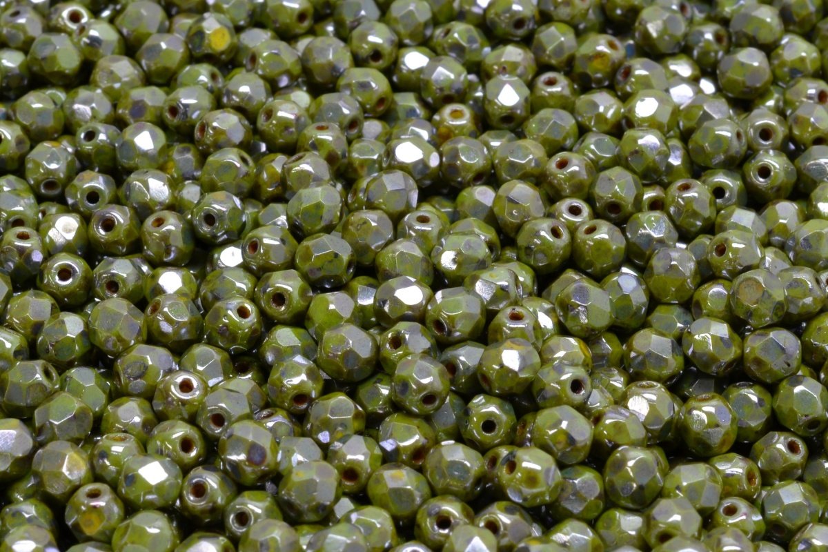 4mm Czech Fire Polish Round Bead, Lemon Blue Luster, 50 pieces | Michaels