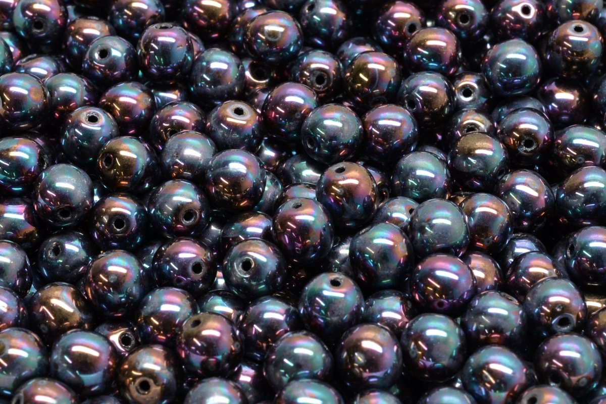 6mm Czech Round Druk Bead, Jet Nebula, 50 pieces | Michaels