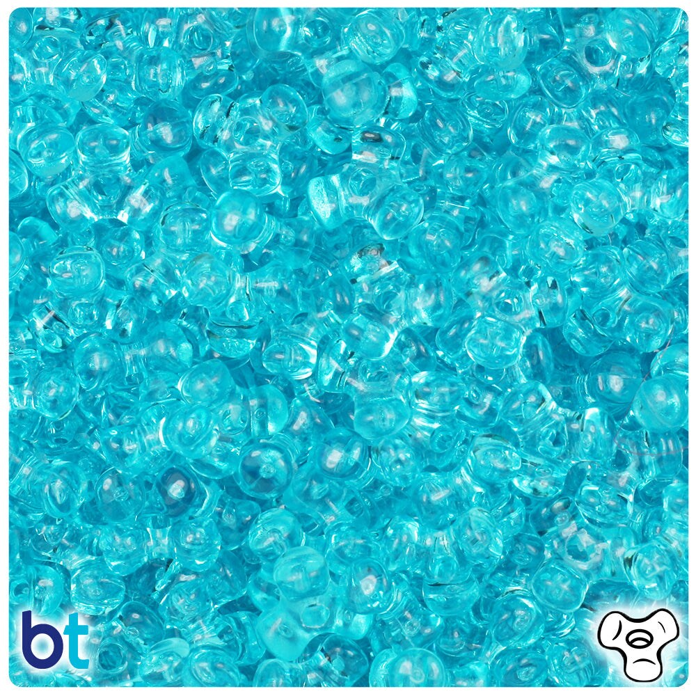 BeadTin Light Turquoise Transparent 11mm TriBead Plastic Craft Beads ...