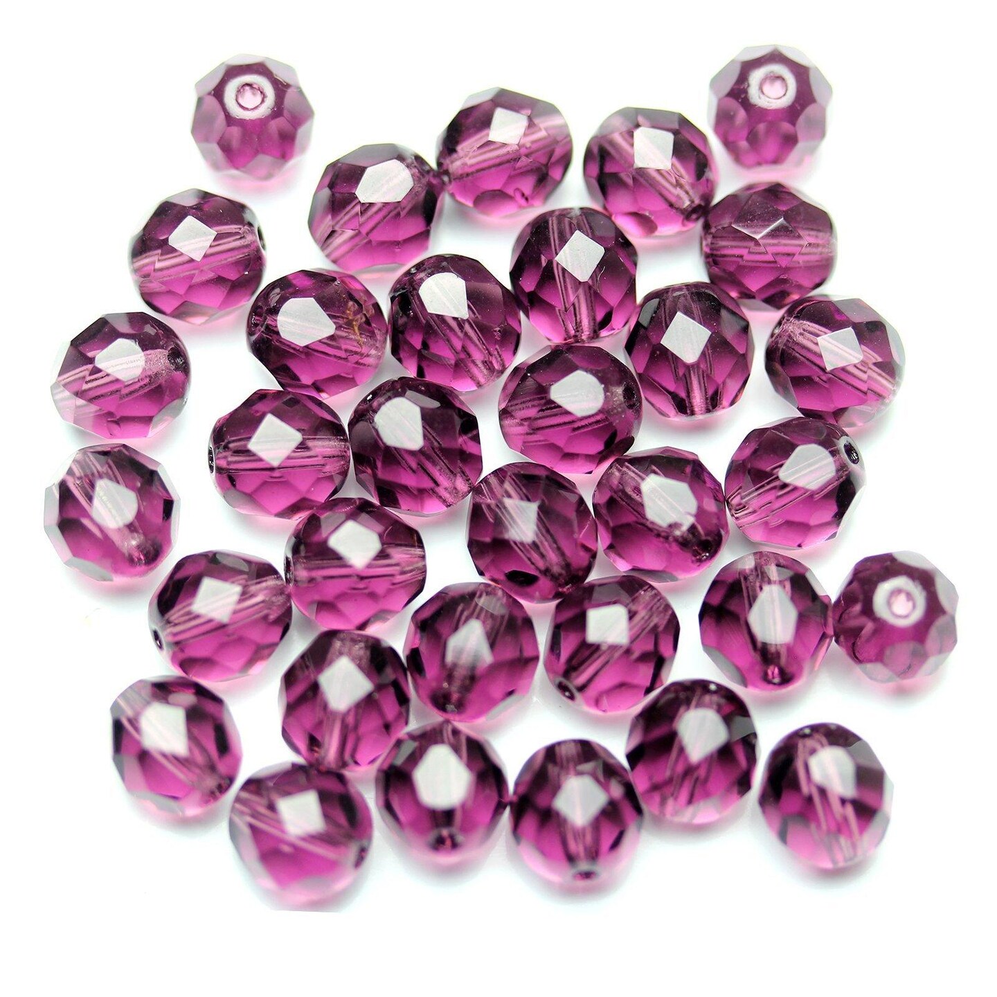 Amethyst Glass Czech Round Fire Polished Faceted 8mm | Michaels