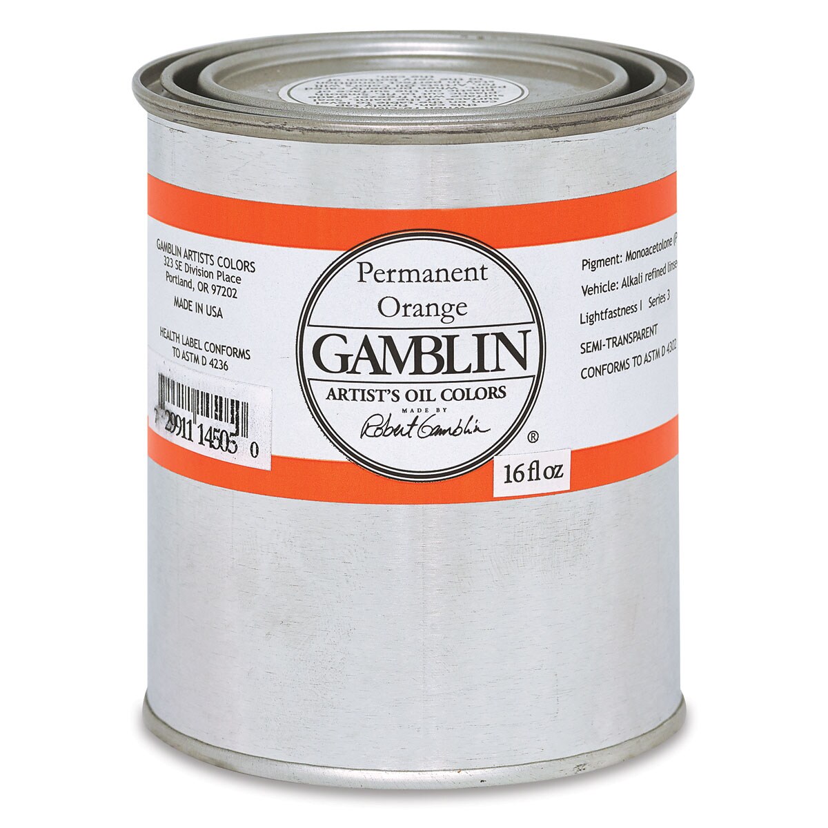 Gamblin Artist's Oil Color - Permanent Orange, 16 oz Can | Michaels