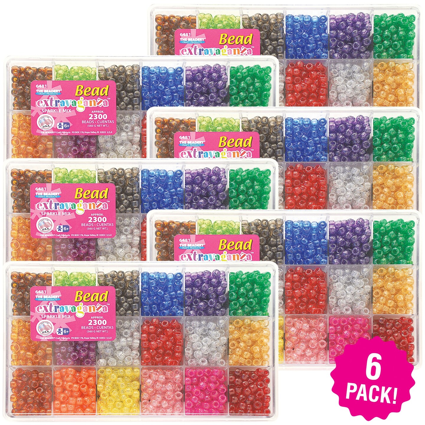 Multipack of 6 - Bead Extravaganza Bead Box Kit 19.75oz-All Sparkle ...