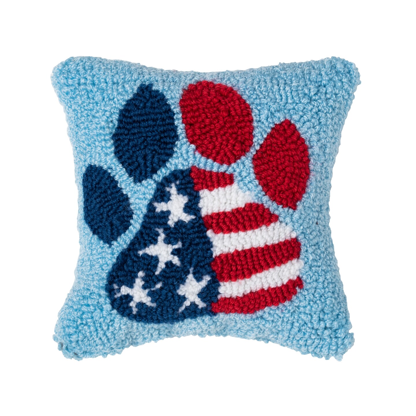 8" x 8" Patriotic Dog Paw 4th of July Hooked Pillow | Michaels