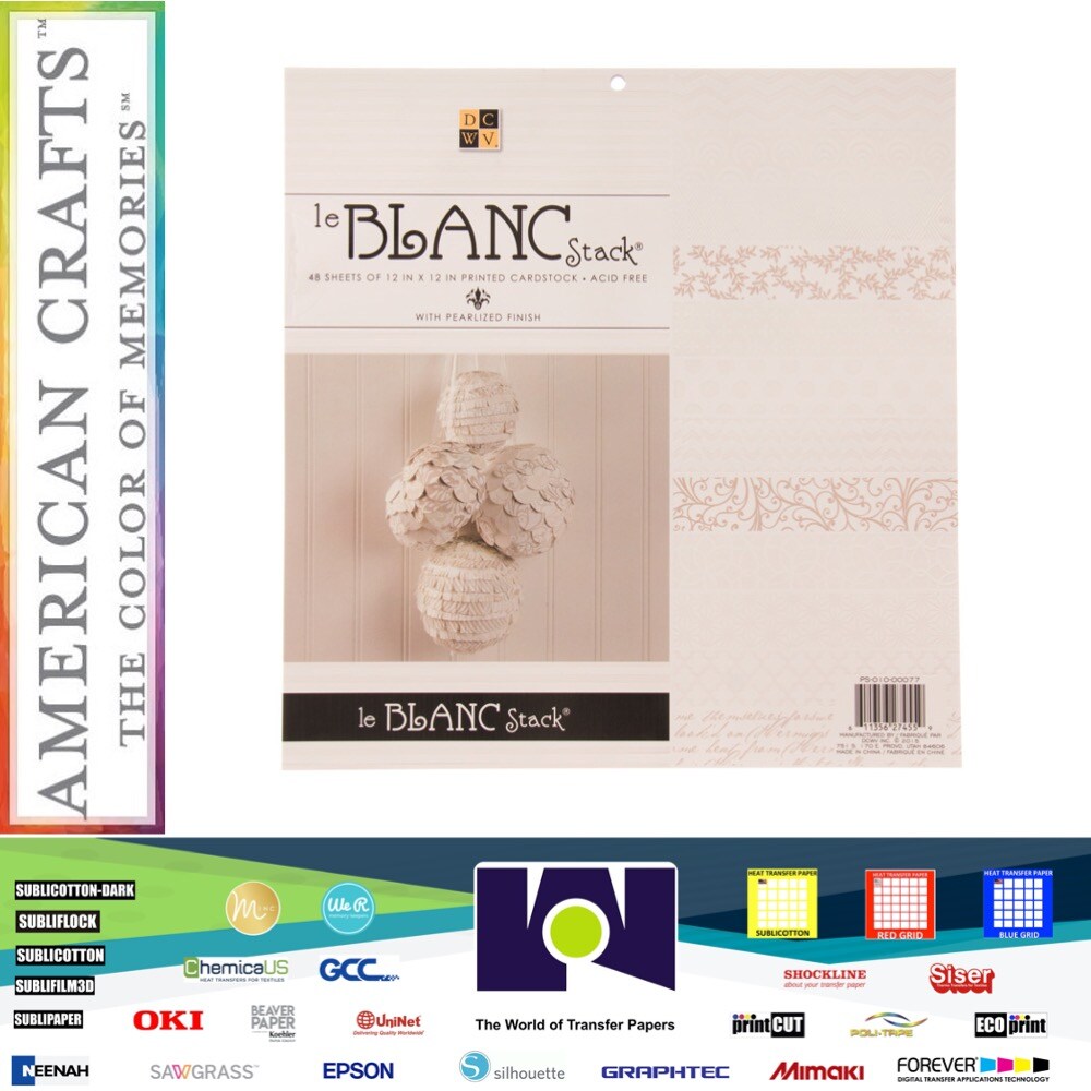 DCWV®️ STACKS 12" x 12" - SINGLE-SIDED - LE BLANC - WHITE FOIL - 48 ...