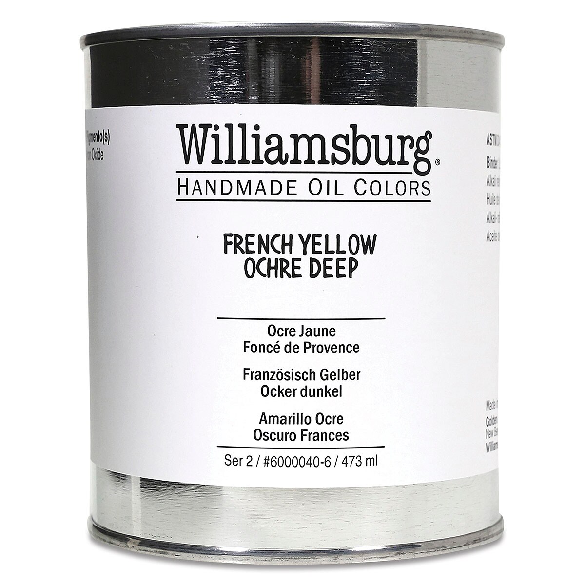 Williamsburg Handmade Oil Paint - French Yellow Ochre Deep, 16 oz can ...
