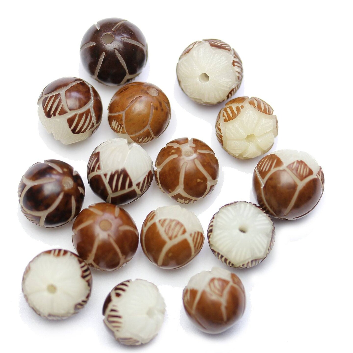 Carved Nut Round Flower 12mm Beads | Michaels