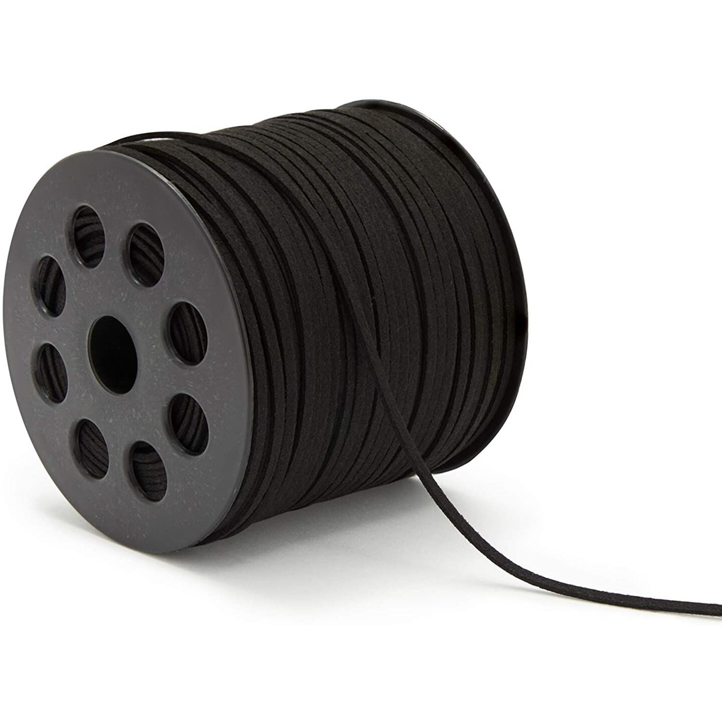 Flat Leather Cord for Jewelry Making, Faux Suede (Black, 0.08 in, 100 ...