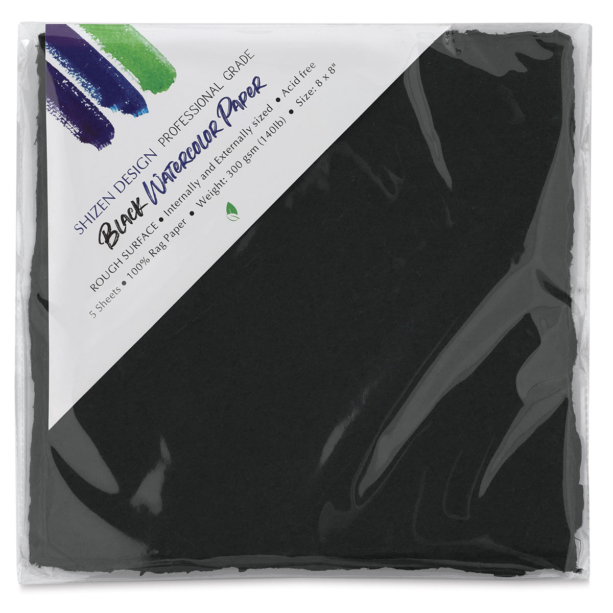Shizen Black Watercolor Paper - 8" x 8", Cold Press/Rough, 5 Sheet Pkg ...