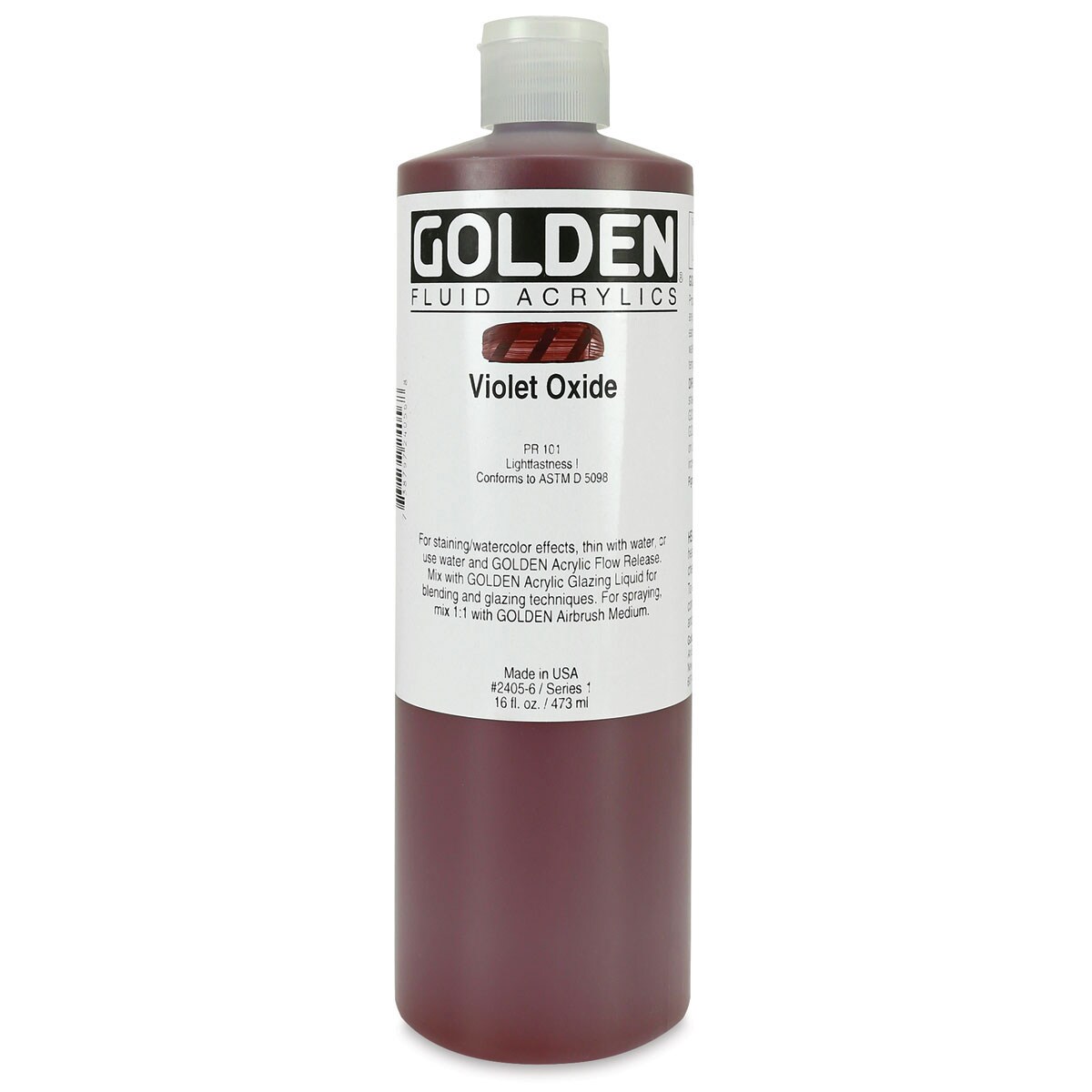 Golden Fluid Acrylics - Violet Oxide, 16 oz bottle, Color: Purple ...