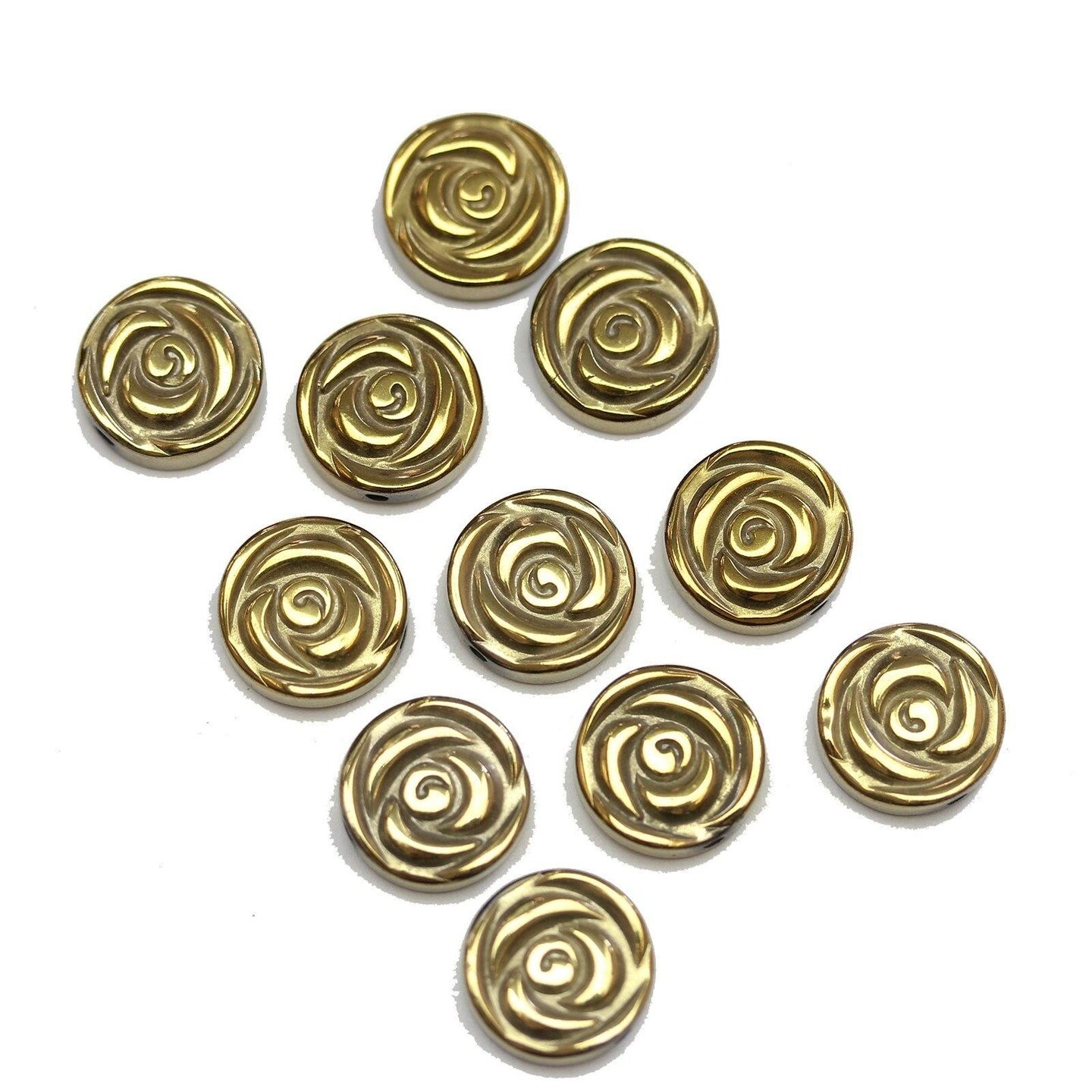 Gold Iris Hematine Molded 12mm Flower Disk Stone Beads | Michaels