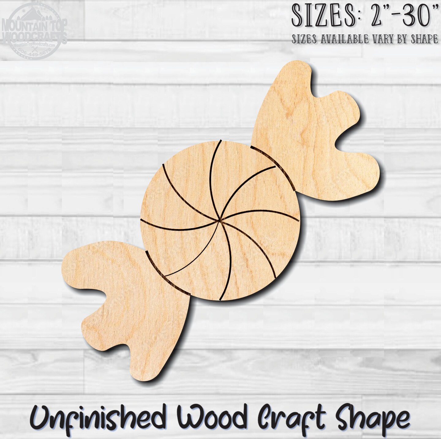 Candy Unfinished Wood Shape Blank Laser Engraved Cutout Woodcraft Craft ...