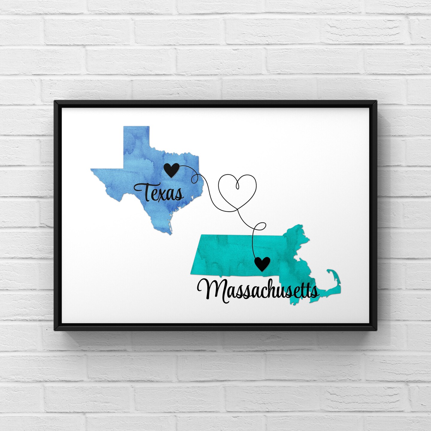 Two State Print, Personalized Moving Gift, Long Distance Friendship ...