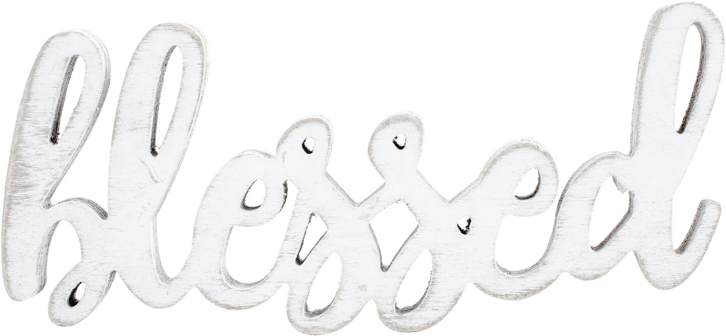 Mix The Media Wood Script Words-Blessed, White | Michaels