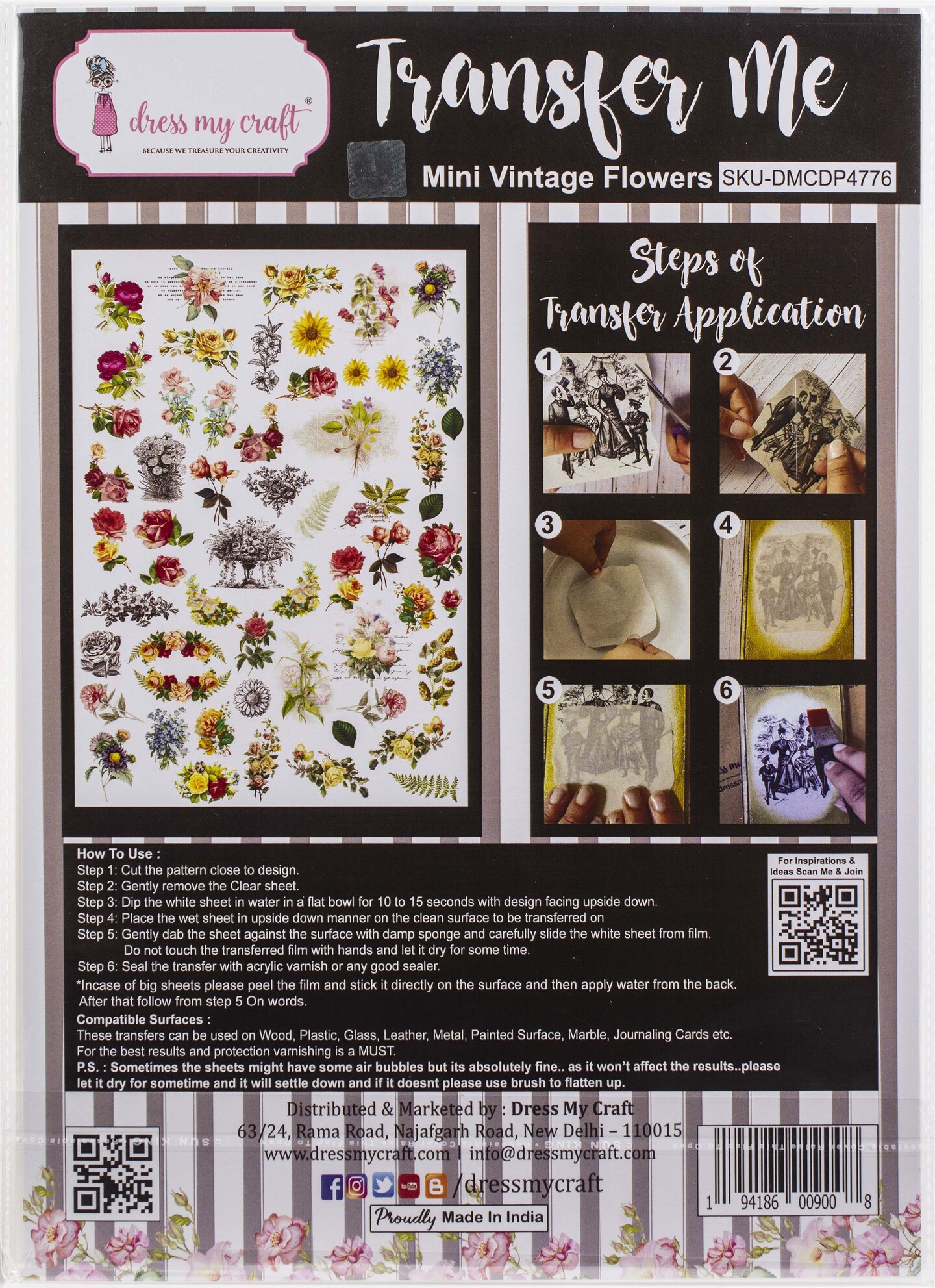 Dress My Craft Transfer Me Sheet A4-Mini Vintage Flowers | Michaels