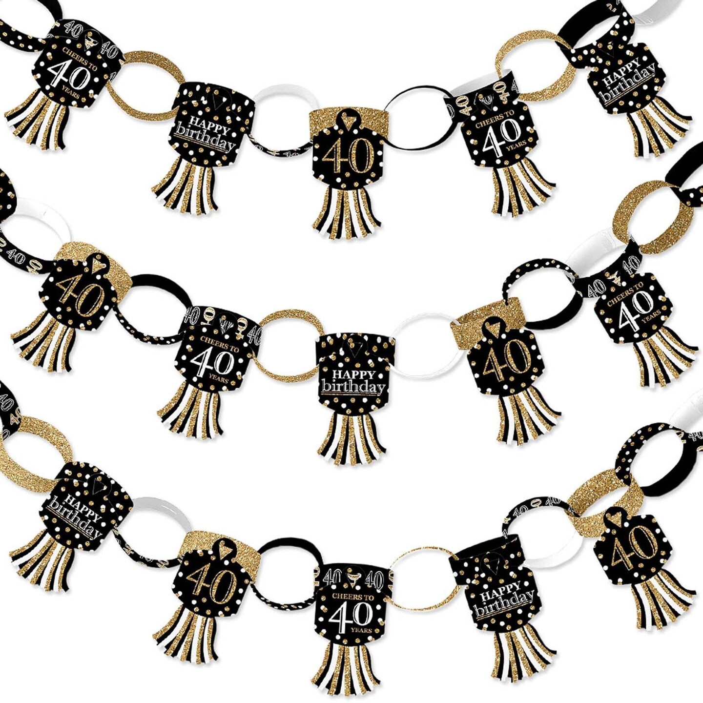 Big Dot of Happiness Adult 40th Birthday - Gold - 90 Chain Links and 30 ...