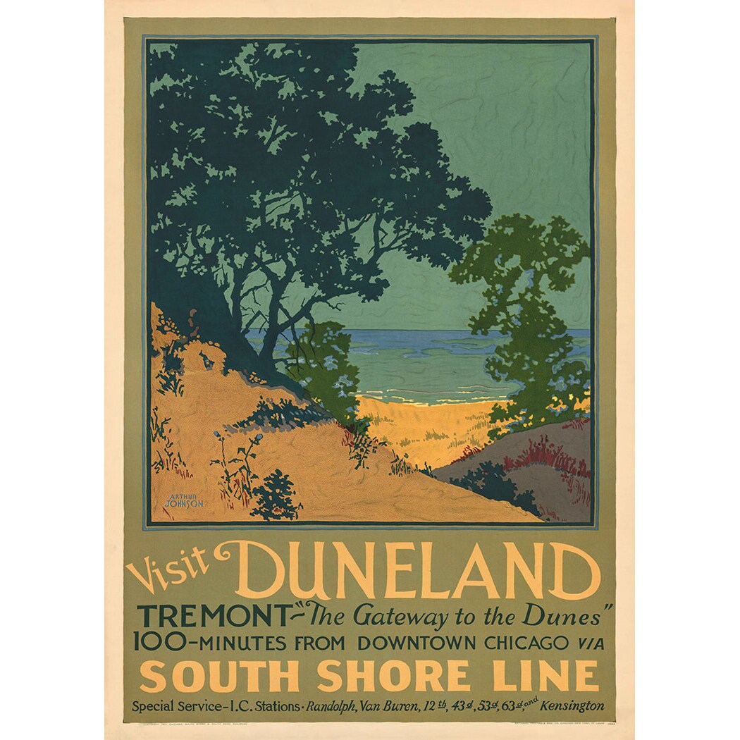 Visit Duneland Travel Poster - South Shore Line Vintage Poster Prints ...