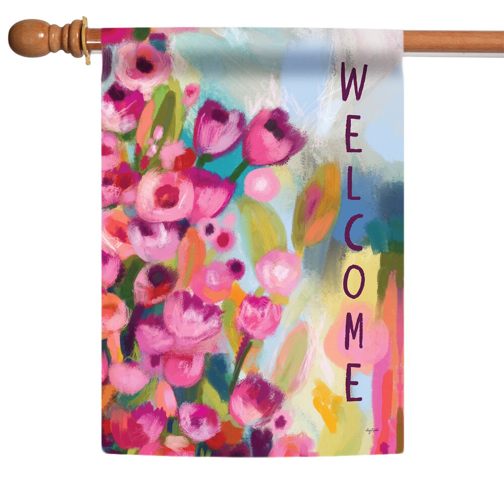 Pink Flower Welcome Decorative Spring Double Sided Flag | Michaels