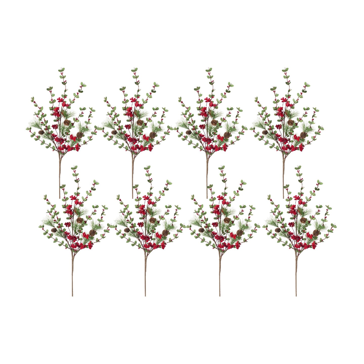 Melrose Set of 8 Berry and Boxwood Artificial Christmas Sprays 29 ...