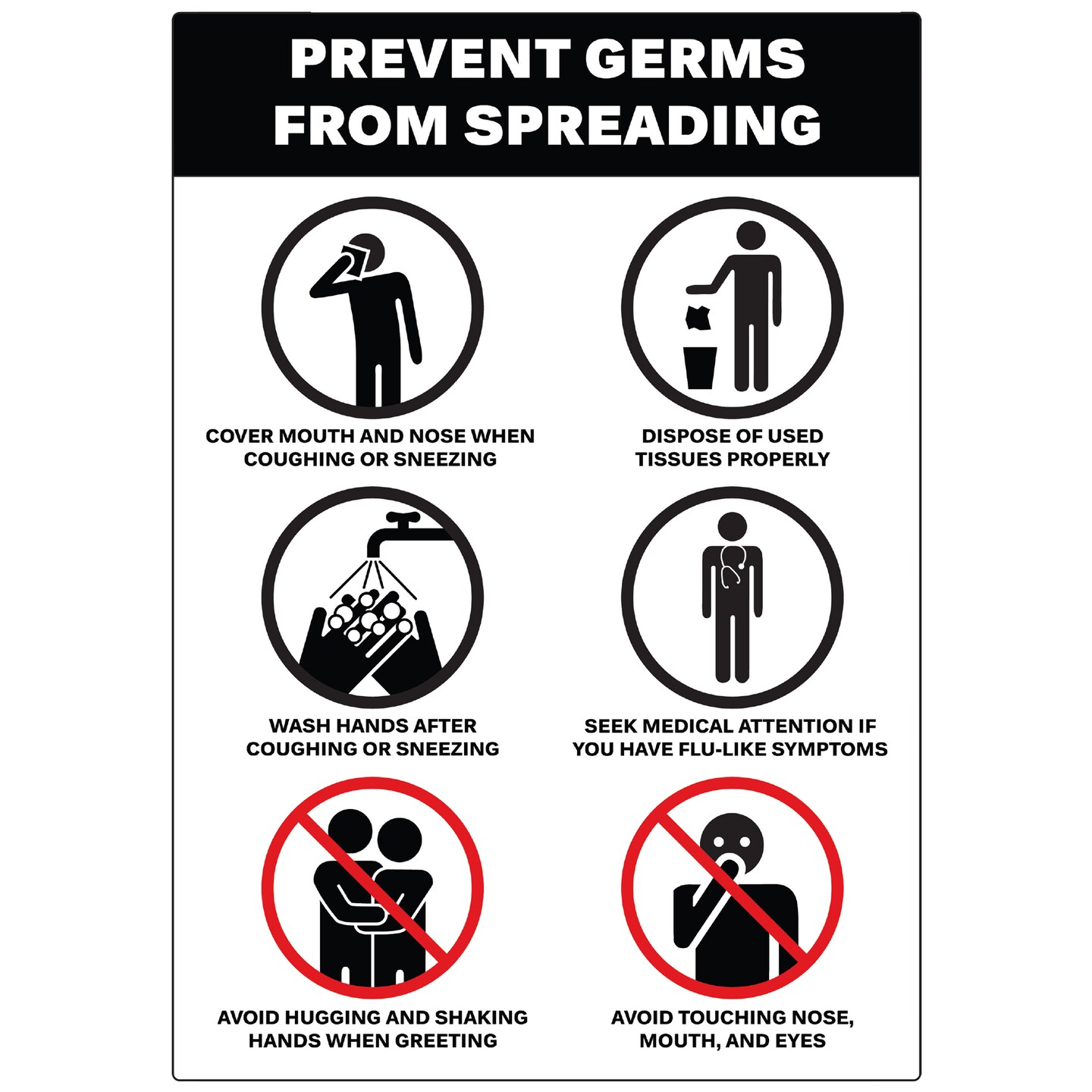 Avery Preprinted Wall Decals, "Prevent Germs from Spreading" Safety ...