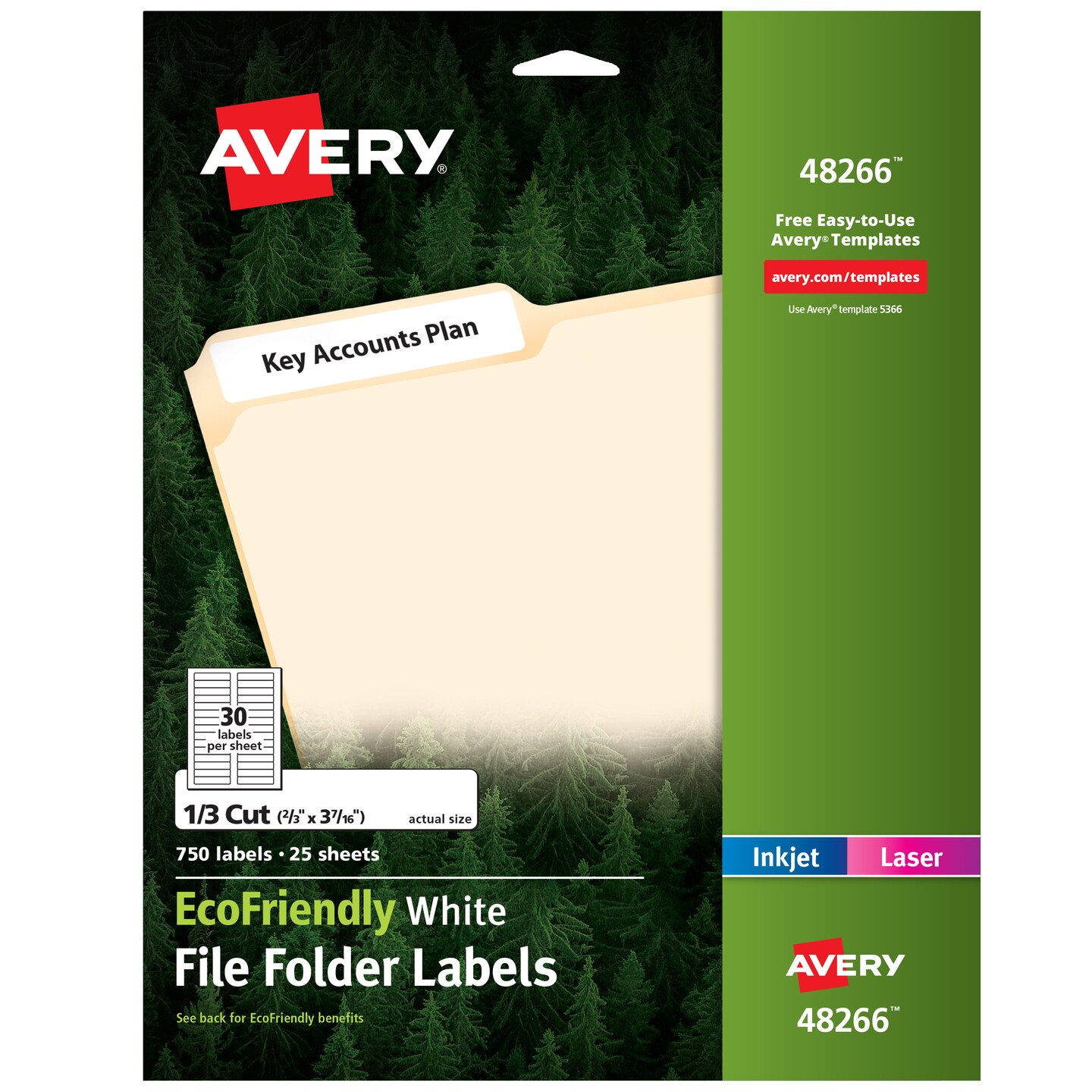 Avery EcoFriendly File Folder Labels, 2/3" x 3-7/16", 750 Printable ...