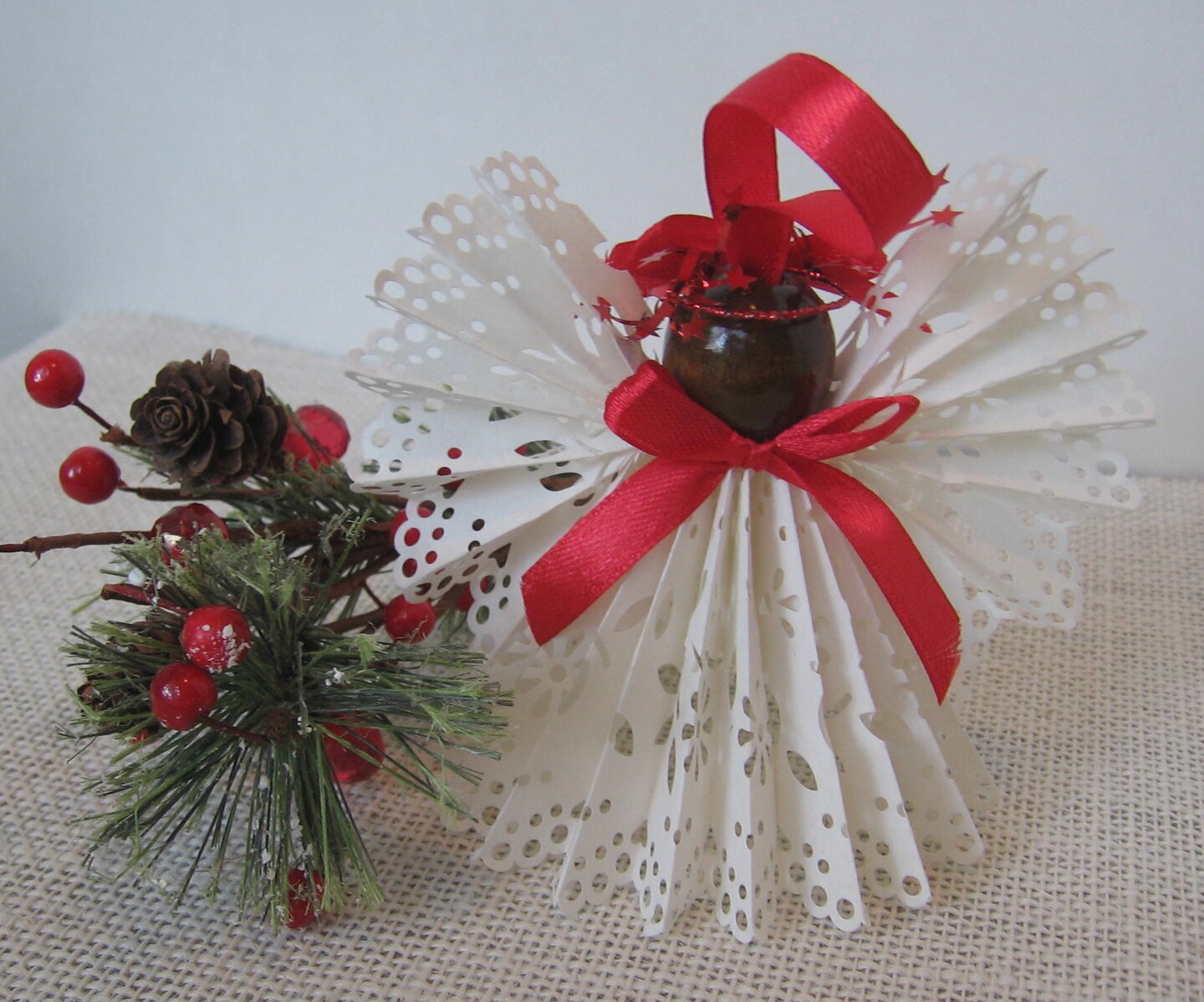 White Paper Lace Ribbon Angel Tree Ornament | MakerPlace by Michaels