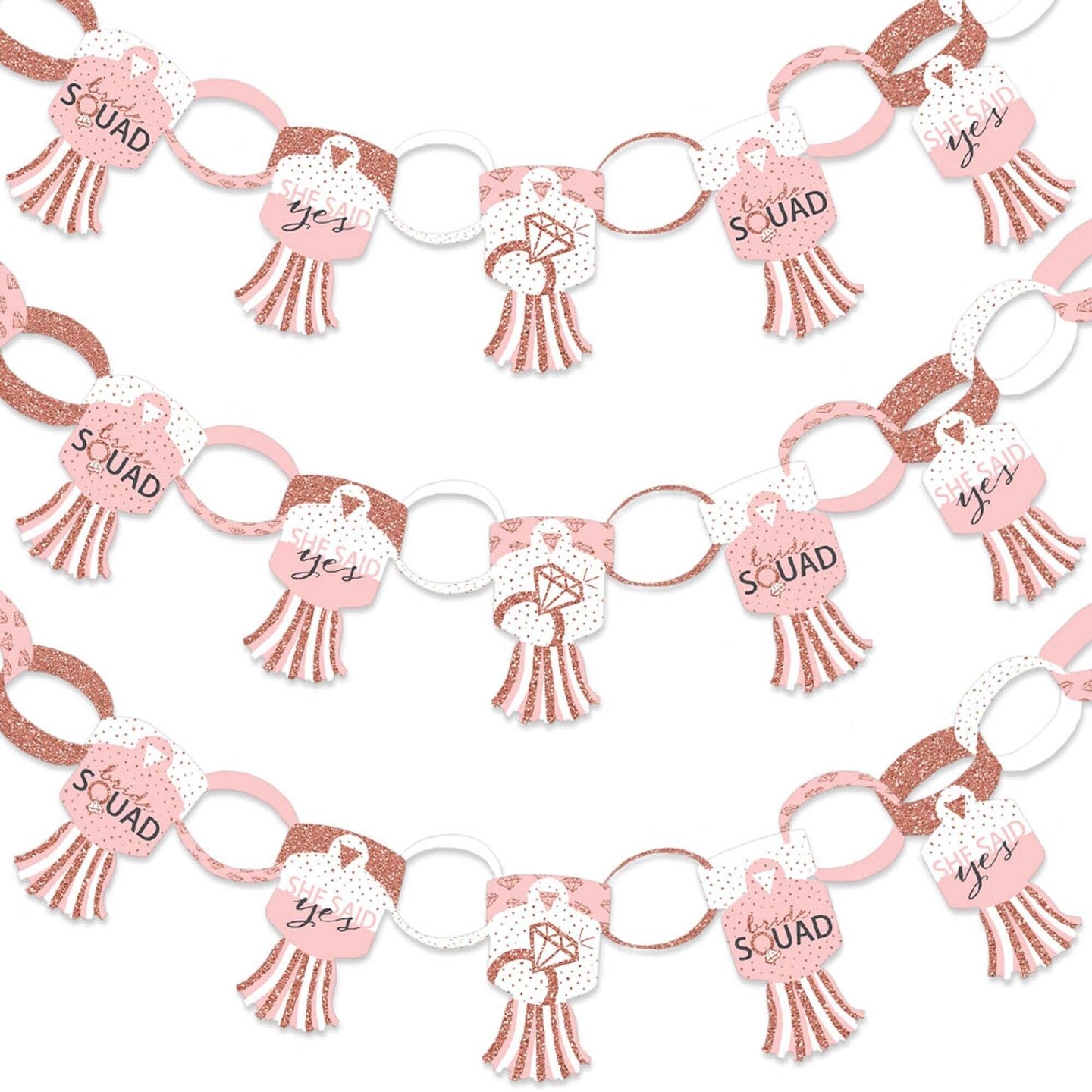 Big Dot of Happiness Bride Squad - 90 Chain Links 30 Paper Tassels ...