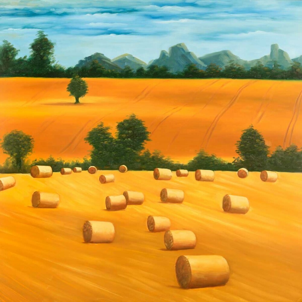 Hay Bale Fields Poster Print by Atelier B Art Studio - Item ...