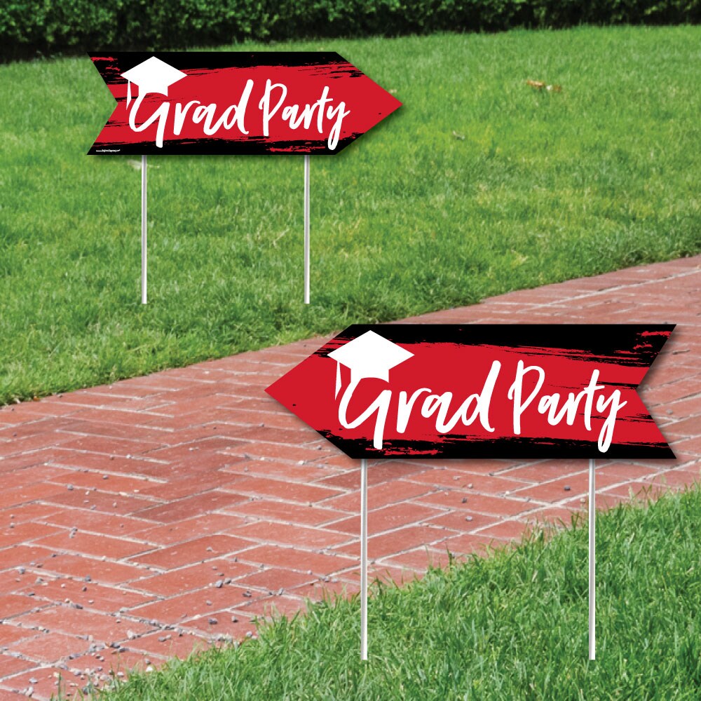 Big Dot of Happiness Red Graduation Party Sign Arrow - Double Sided ...