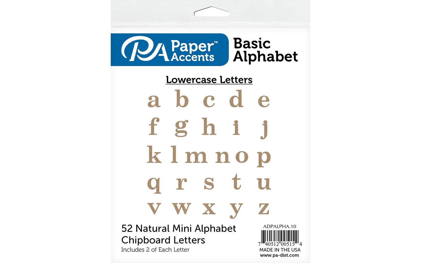 Chipboard Alphabet 2" Basic Lower 52pc Natural | Michaels