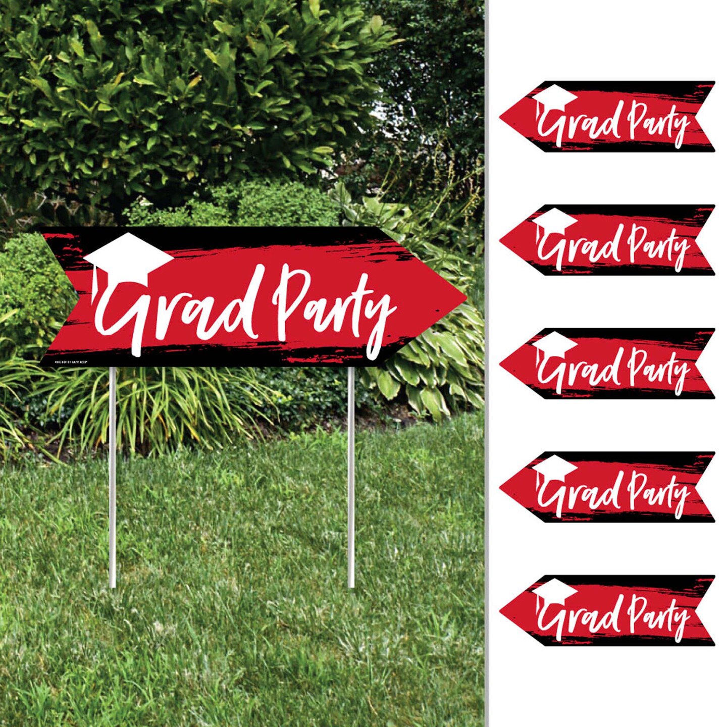 Big Dot of Happiness Arrow Red Graduation Party Direction Signs ...